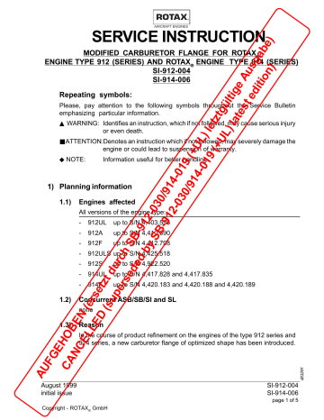 Rotax 914 F Service Instruction | Manualzz
