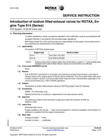 Rotax 914 F Service Instruction | Manualzz