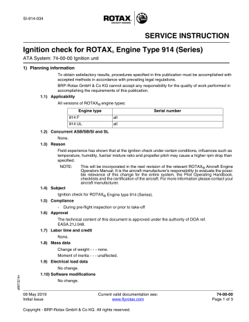 Rotax 914 F Service Instruction | Manualzz