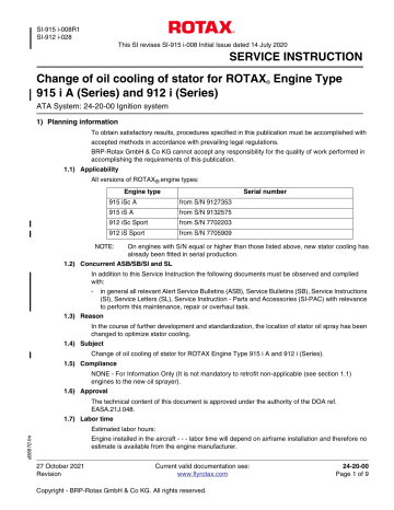 Rotax 915 iS A Service Instruction | Manualzz