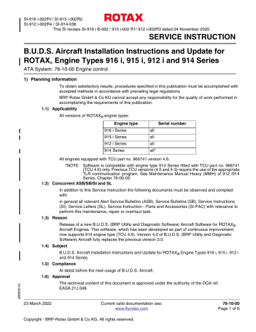 Rotax 914 F Installation Instruction | Manualzz