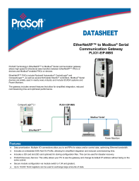ProSoft Technology PLX31-EIP-MBS - Data Sheet, User manual