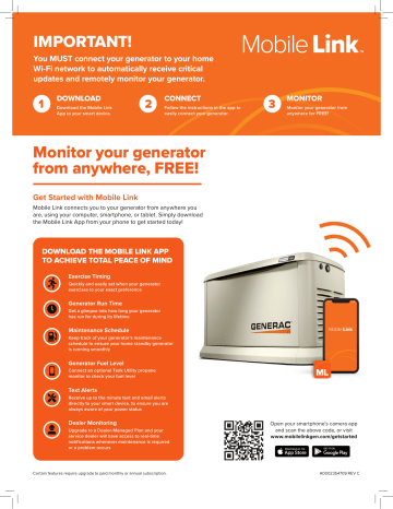 Generac 22 kW G0070422 Standby Generator Quick Start Guide | Manualzz