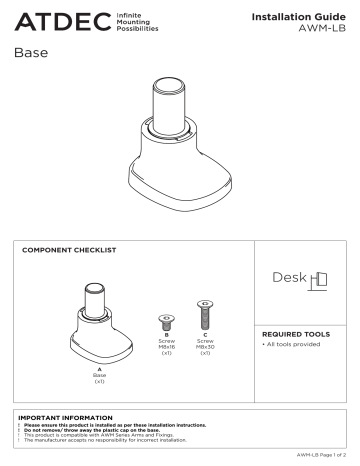 Atdec AWM-LB Installation Guide | Manualzz