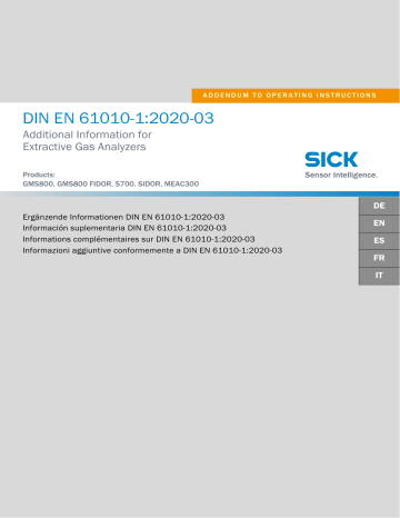 SICK DIN EN 61010-1:2020-03 - Additional Information for Extractive Gas ...