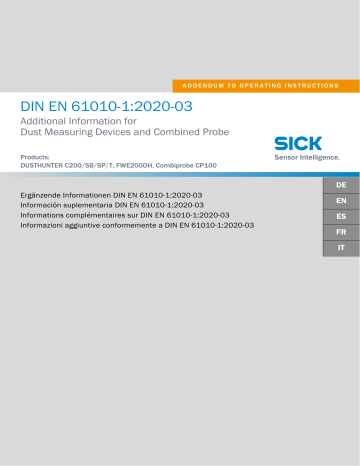 SICK DIN EN 61010-1:2020-03 - Additional Information for Dust Measuring ...