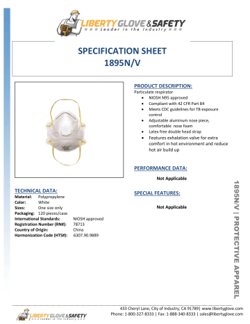 Liberty Glove & Safety 1895N/V Duramask™ Aluminum and Plastic NIOSH 42 ...