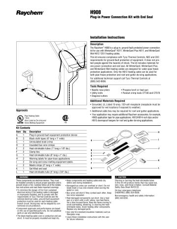 Raychem H908 WinterGard 120V Ground Fault Plug Installation manual ...