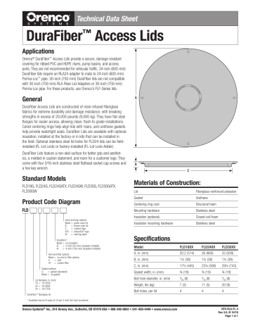 Orenco Systems FLD24GVCF 24 in. Fiberglass Lid Specification | Manualzz