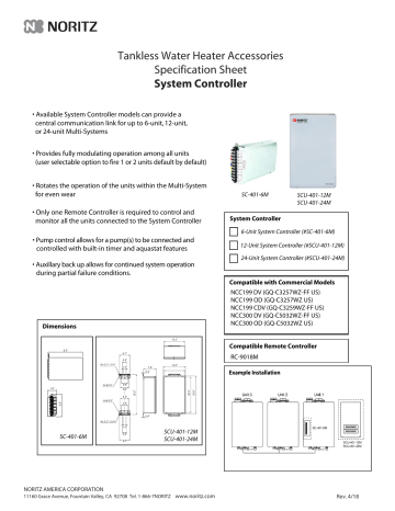 Noritz America SC-401-6M Multi System Controller for NC199, NCC199 and ...