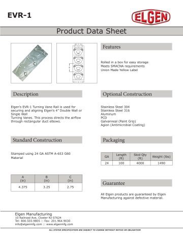 Elgen Manufacturing GC1000 4 in. 1-Wall Rail Specification | Manualzz