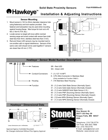 Stonel HK3077SG Hawkeye® HK Sensor 316 Stainless Steel and ...