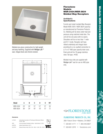 Florestone MSR-2424-3 24 x 24 in. Mop Basin Specification | Manualzz