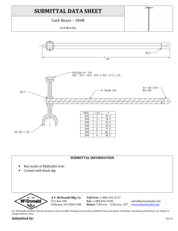 A.Y. McDonald 4510-102 4 ft. Curb Box Key Specification | Manualzz