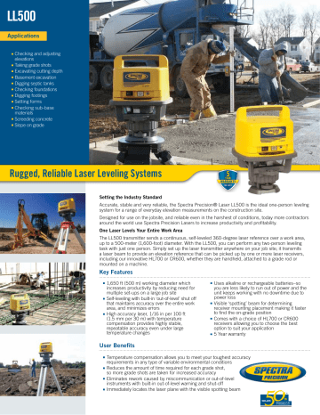 Trimble Navigation LL500 Spectra Precision® Alkaline Battery Laser ...