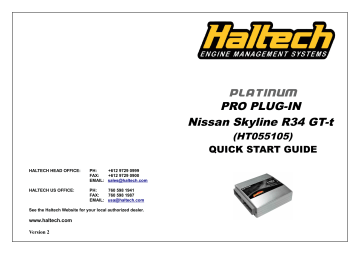 Haltech HT-055105 Nissan Skyline R34 GT-t Platinum PRO Plug-in ECU Quick Start Guide | Manualzz