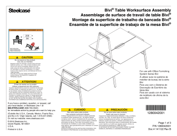 Steelcase Bivi Table Worksurface Assembly Instructions | Manualzz