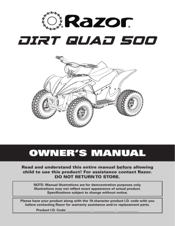 Razor Dirt Quad 500 Owner's Manual | Manualzz