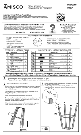 Amisco Thea 44596 Swivel stool Assembly guide | Manualzz