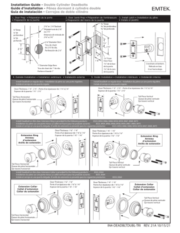 Emtek Double Cylinder Deadbolt Guide d'installation | Manualzz