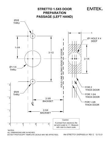 Emtek STRETTO 1.5X5 DOOR PREPARATION PASSAGE Template | Manualzz