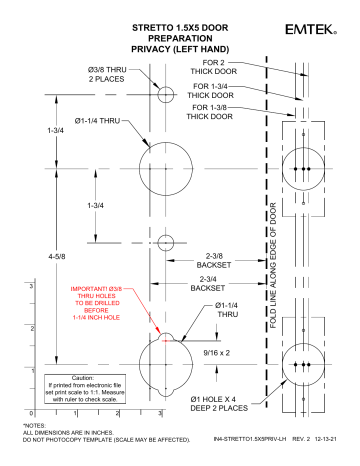 Emtek STRETTO 1.5X5 DOOR PREPARATION PRIVACY Template | Manualzz