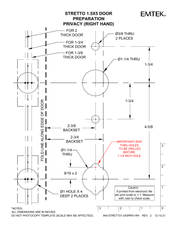 Emtek STRETTO 1.5X5 DOOR PREPARATION PRIVACY Template | Manualzz