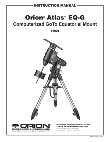 Orion 09929 Atlas EQ-G Computerized GoTo Equatorial Mount Owner's ...