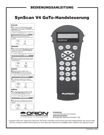 Orion 07947 SynScan V5 Computerized GoTo Hand Controller instruction ...