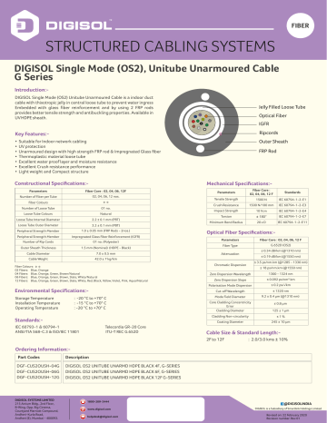 Digisol DIGISOL Single Mode (OS2) Datasheet | Manualzz