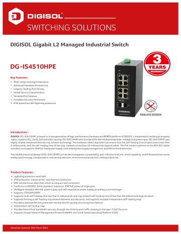 Digisol DIGISOL Managed Industrial Switch Datasheet | Manualzz
