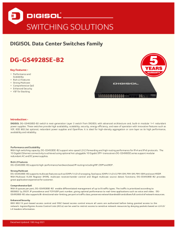 Digisol DG-GS4928SE-B2 Data Center Switches Family Switch Datasheet ...