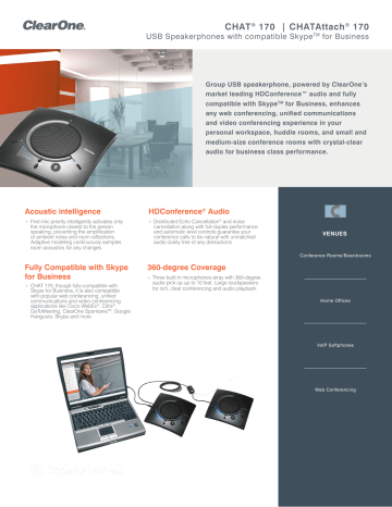 ClearOne CHAT 170/CHATAttach 170 USB Datasheet | Manualzz