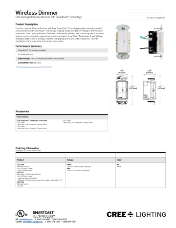 Cree Lighting CCD-CWC-WH Spec Sheet | Manualzz