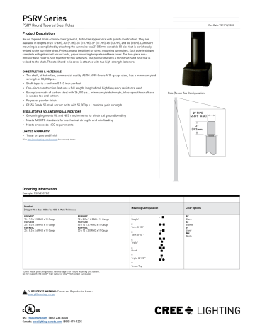 Cree Lighting PSRV Spec Sheet | Manualzz