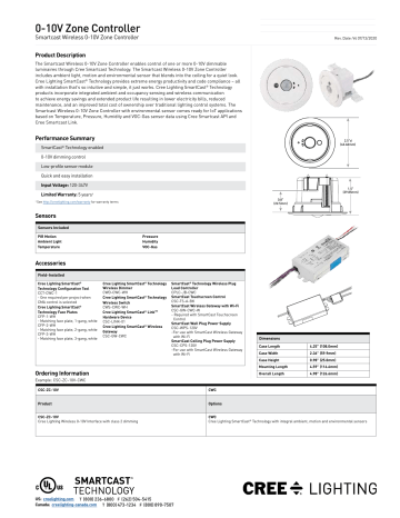 Cree Lighting CSC-ZC-10V-CWC Spec Sheet | Manualzz