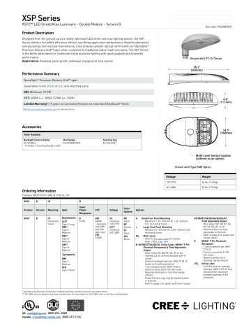 Cree Lighting XSP2 Street Spec Sheet | Manualzz