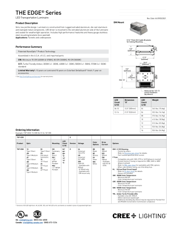 CREE LIGHTING THE EDGE Series Transportation Specification | Manualzz