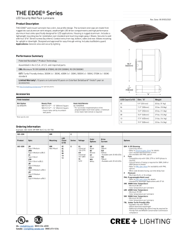 Cree Lighting THE EDGE Series Wall Mount Spec Sheet | Manualzz