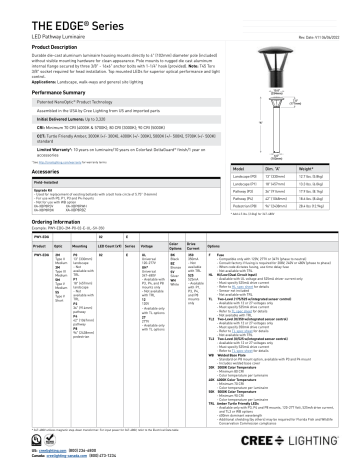 Cree Lighting THE EDGE Pathway Spec Sheet | Manualzz