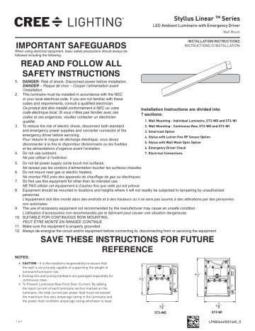 Cree Lighting Styllus Linear Wall Mount Installation Guide | Manualzz