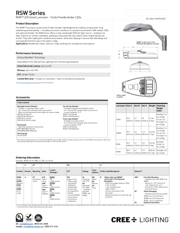 Cree Lighting RSW Series Spec Sheet | Manualzz