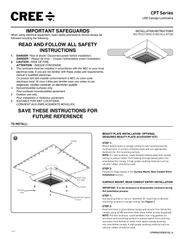 Cree Lighting CPT Series Installation Instructions | Manualzz