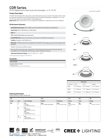Cree Lighting CDR Series Spec Sheet | Manualzz