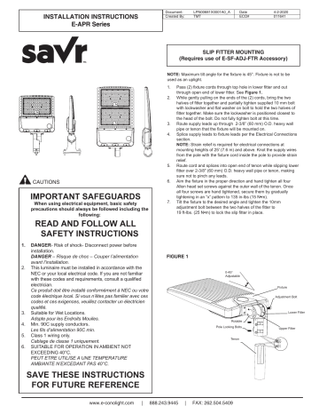 Savr E-APR Series Installation Guide | Manualzz