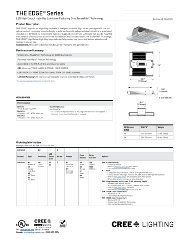 Cree Lighting THE EDGE High Output High Bay Spec Sheet | Manualzz