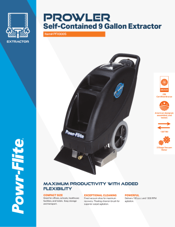 Powr-Flite PFX900S Self-Contained Extractor Spec Sheet | Manualzz