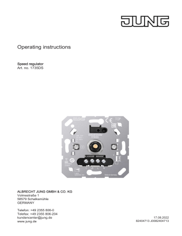 JUNG 1735DS Speed regulator Operating instructions | Manualzz