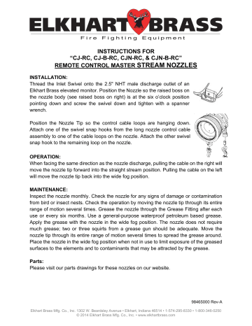 Elkhart Brass Select-O-Stream Remote Control Installation, Operation ...