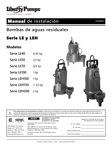Liberty Pumps LE100 Installation manual | Manualzz